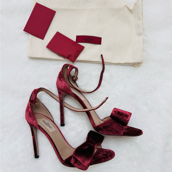 Valentino | Shoes | New Valentino Garavani Red Velvet Sandals | Poshmark